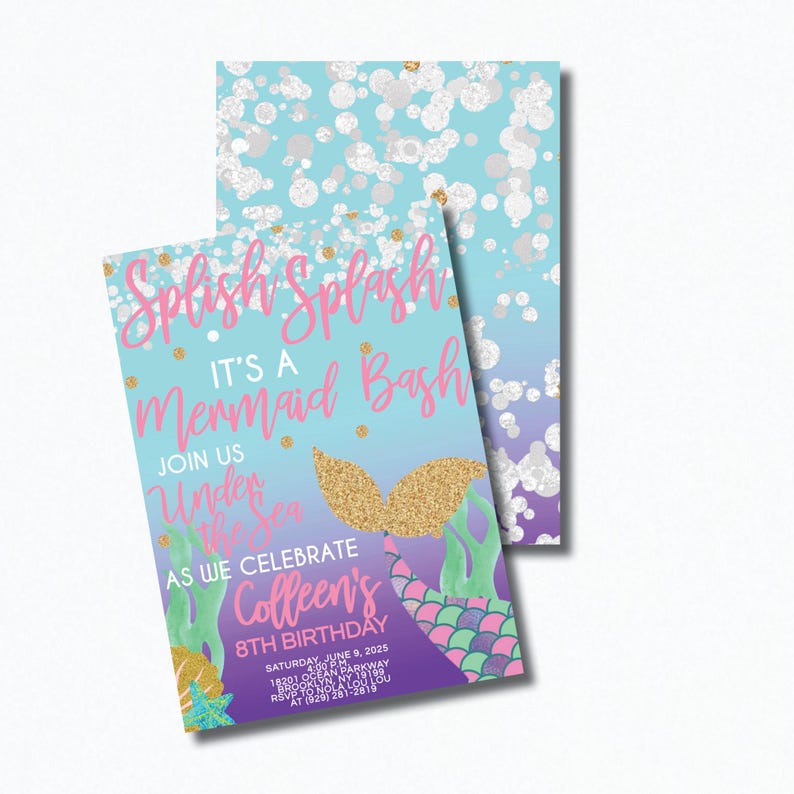 Mermaid Birthday Invitation: Under the Sea Pool Party (instant Download ...