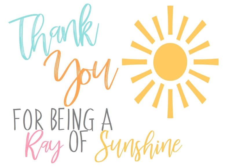DOWNLOADABLE You Are My Sunshine Thank You Card Ray of - Etsy