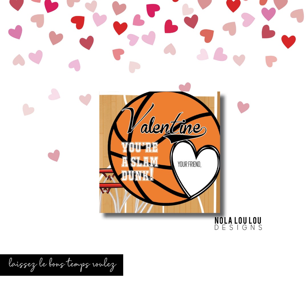 Instant Download Printable Basketball Valentine's Day Cards, Classroom ...