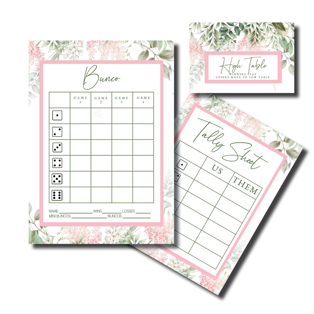 Floral Bunco Game Set: Spring Score Cards & Tally Sheets - Etsy