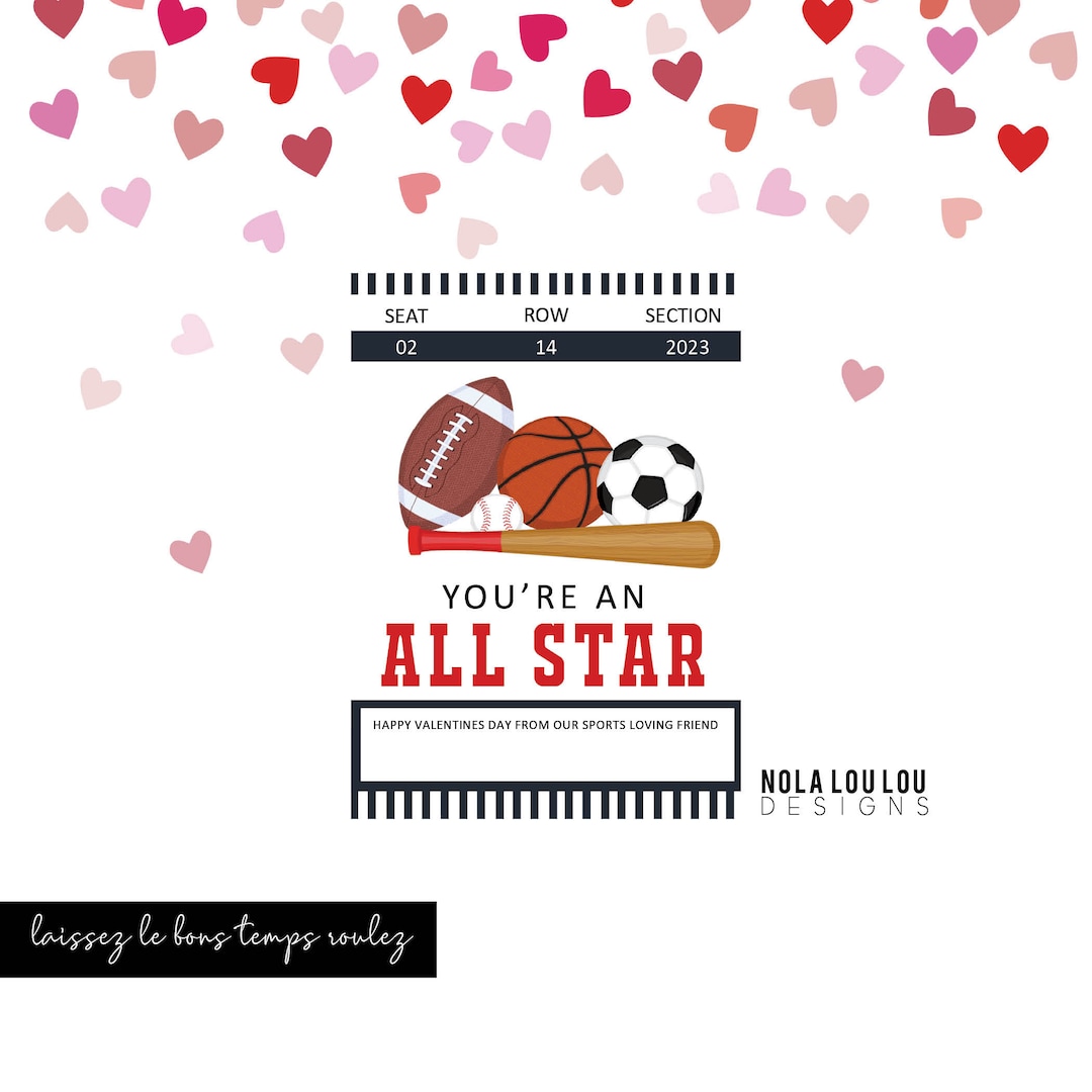 Instant Download Sports Printable Valentine's Day Cards, Editable ...