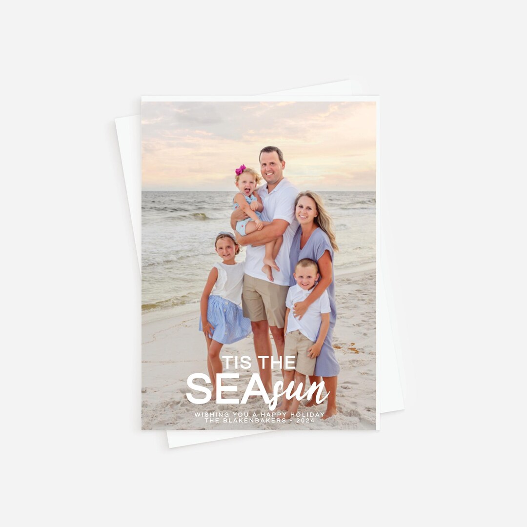 Corjl Beach Vacation Christmas Card, Holiday Greetings Photo Card ...