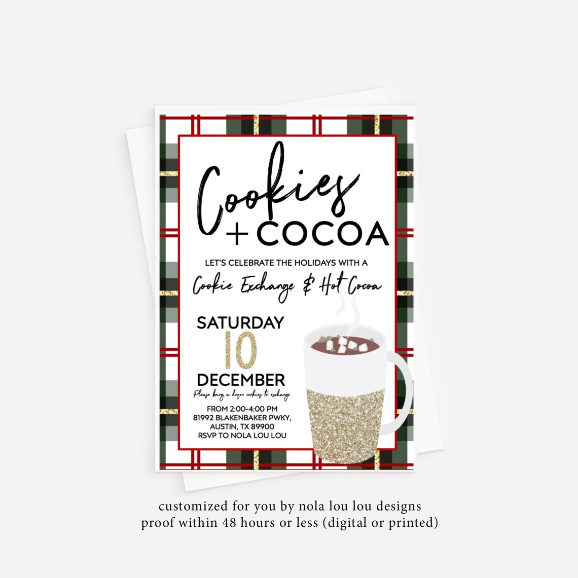 Cookies and Hot Chocolate Invitation, Kids Holiday Party, Kid Christmas ...