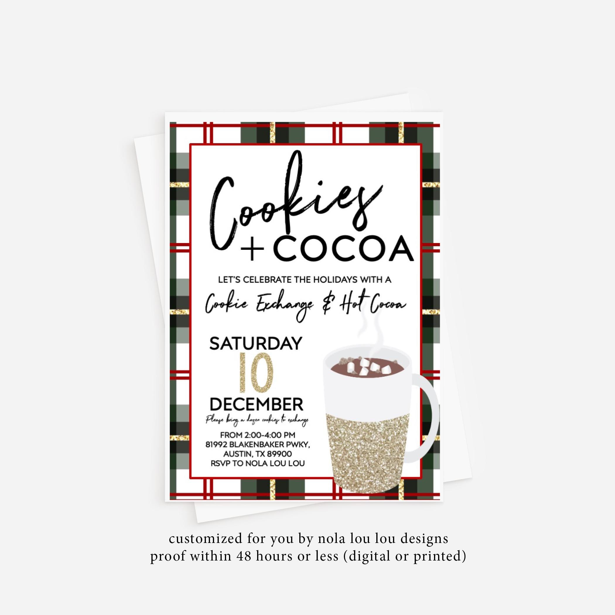 Cookies and Hot Chocolate Invitation, Kids Holiday Party, Kid Christmas ...