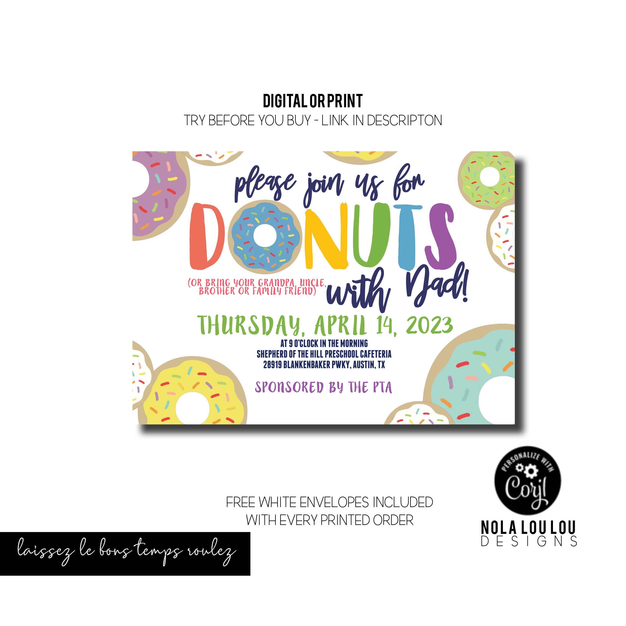 Donuts For Dad Invitation Template