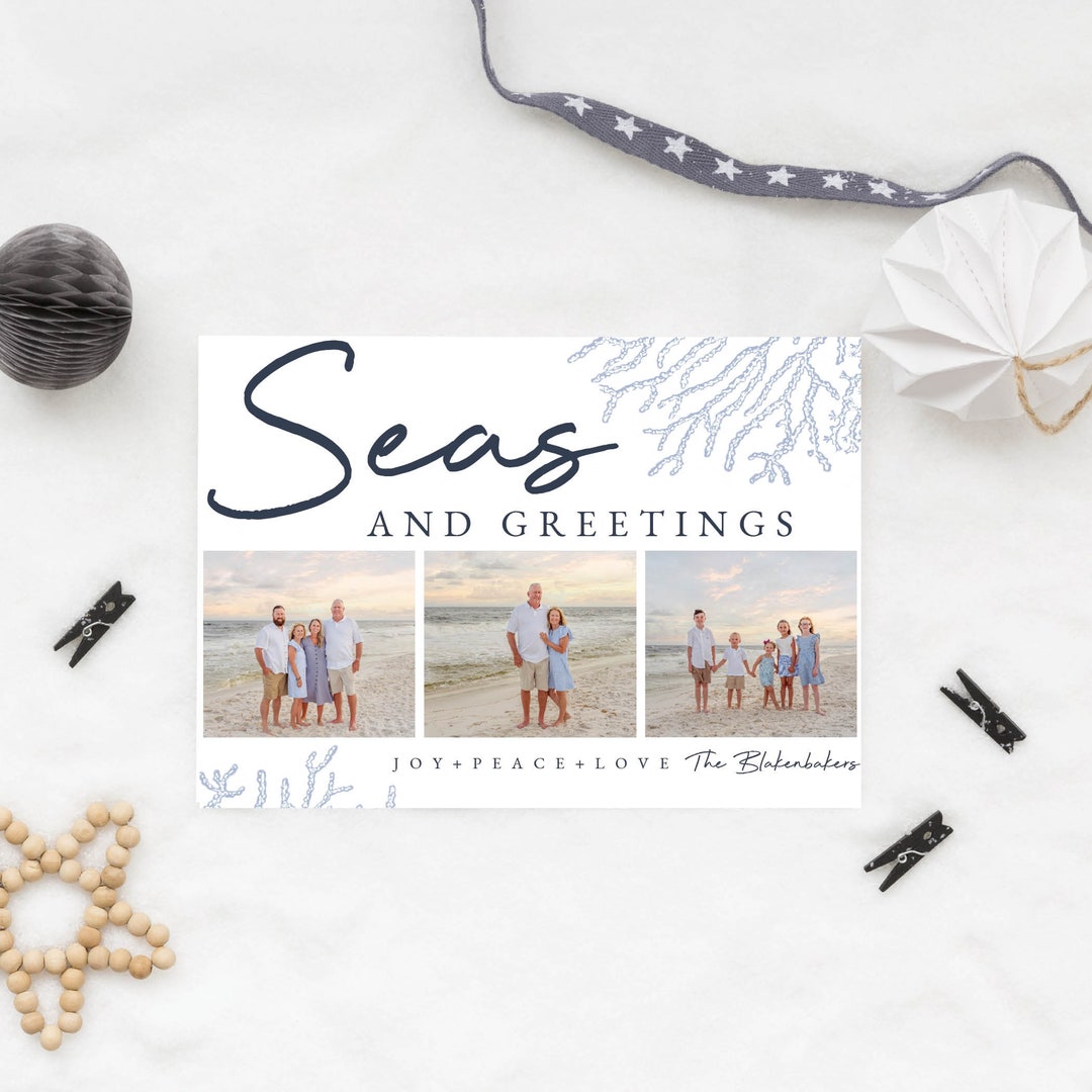 Family Photo Christmas Card, Holiday Photo Card, Beach Photo Card ...