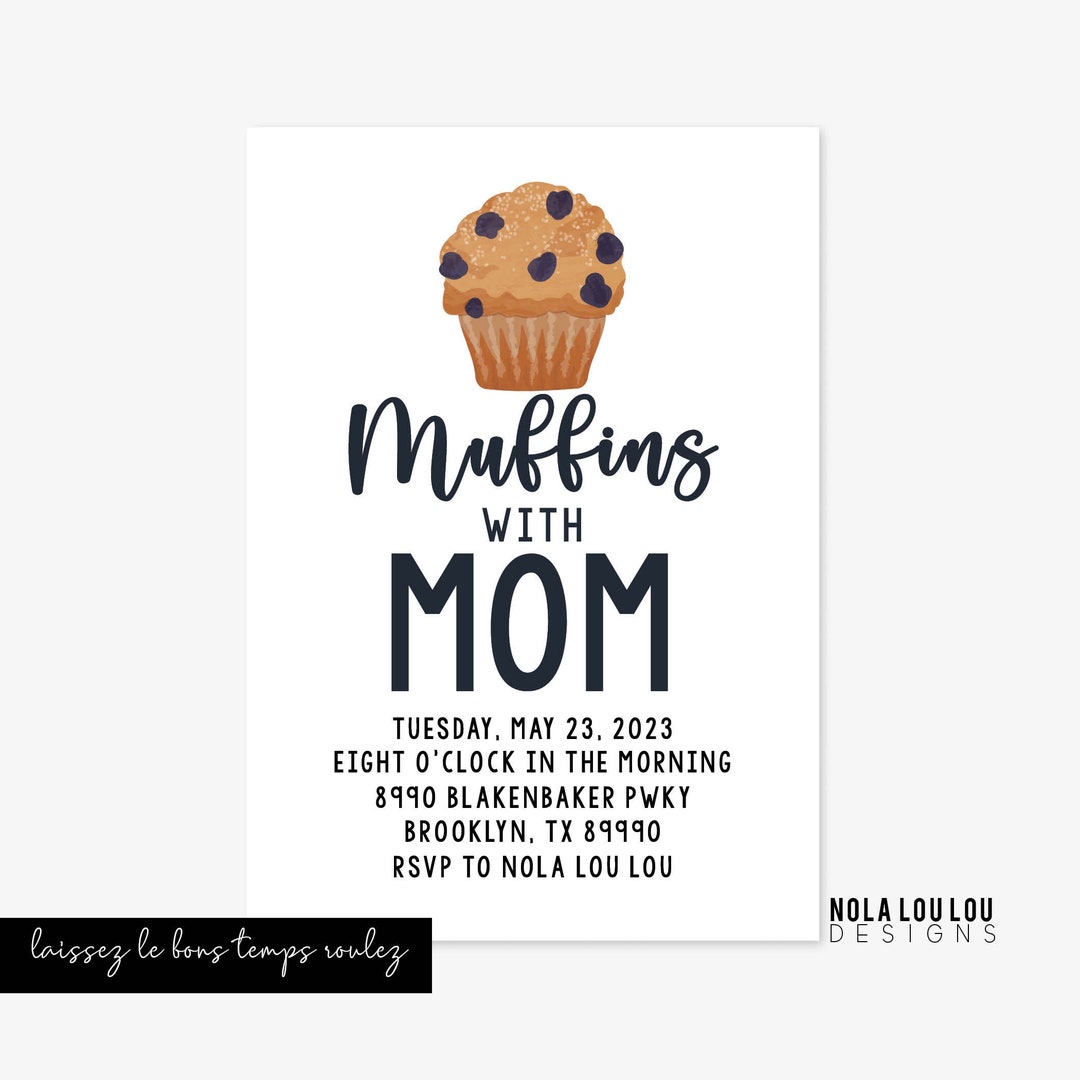 Muffins With Mom, Mother's Day Invitation, Mother's Day Celebration ...