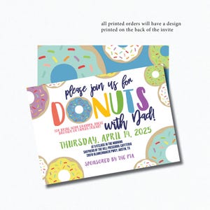 Donuts With Dad Flyer, Donut Invitation, Father's Day Invitation ...