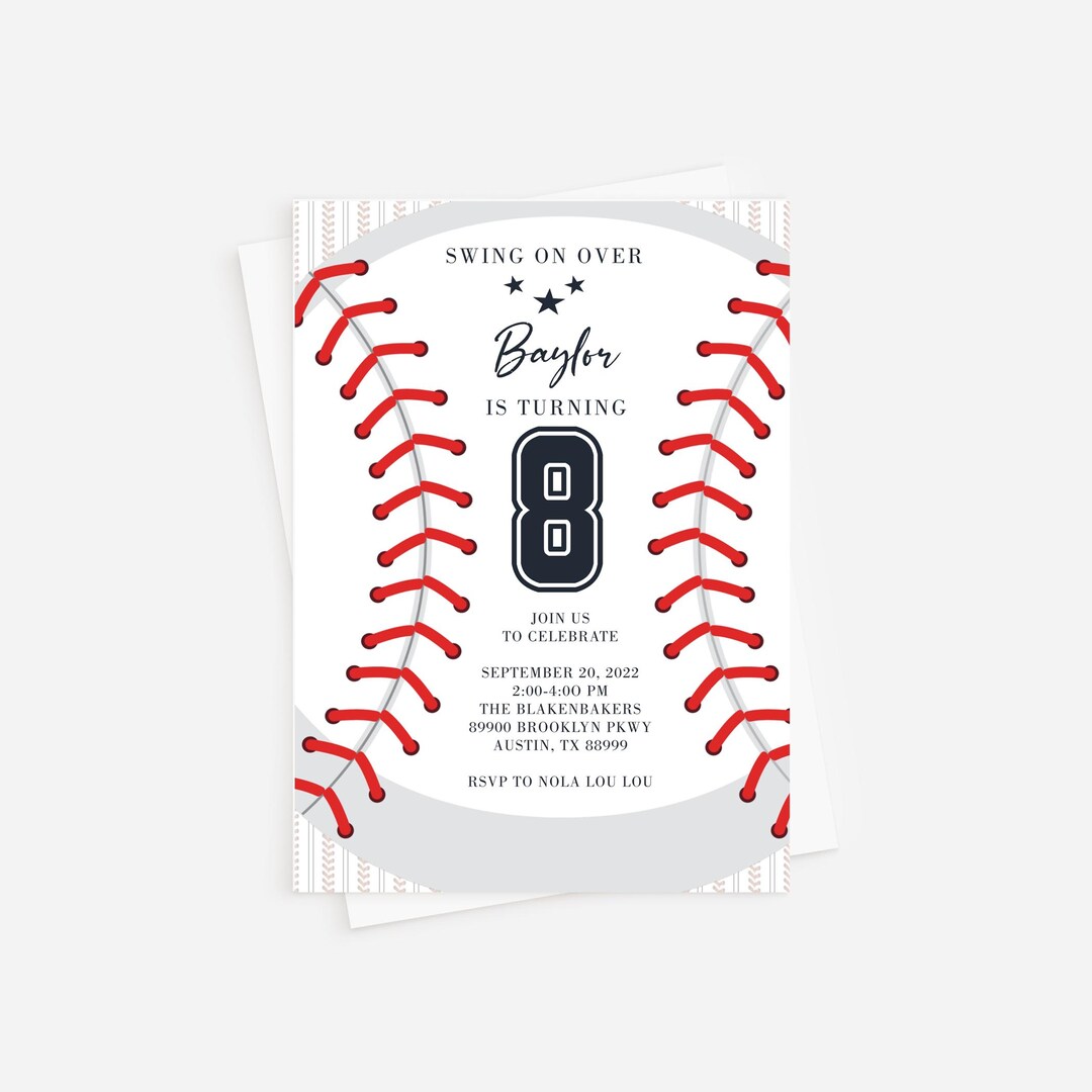 Corjl Baseball Birthday Invitation, Sports Theme, Ballpark Birthday Party, Boy Birthday ...