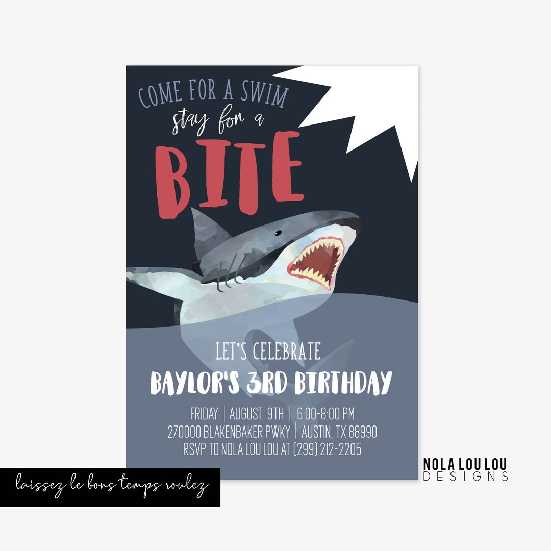 Shark Birthday Invitation Shark Week Invitation Under the Sea ...
