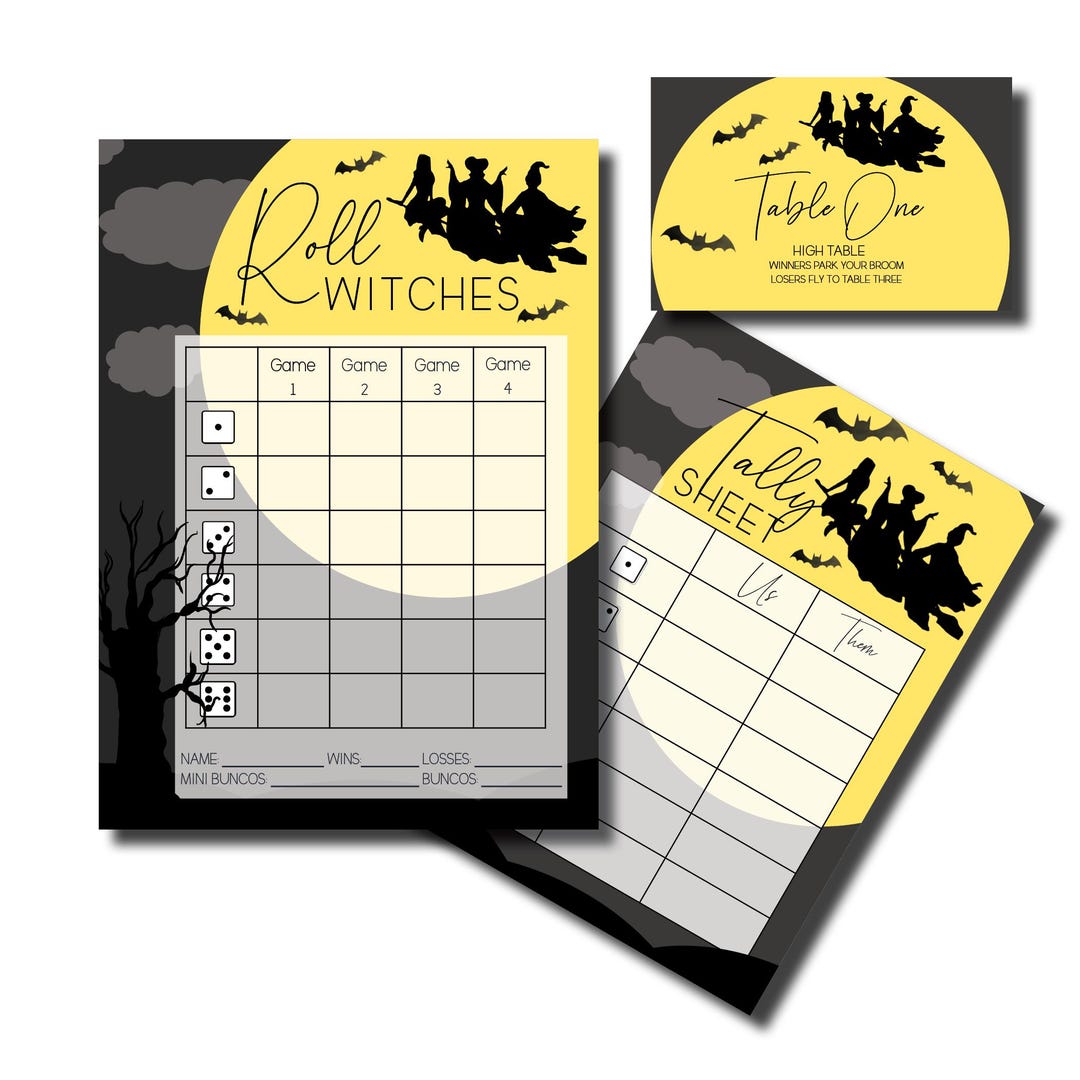 Halloween Bunco Game: Printable Score Cards & Tally Sheets - Etsy