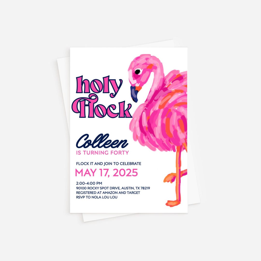 Holy Flock Birthday, Flamingo Invitation, Let's Flamingle, Tropical ...