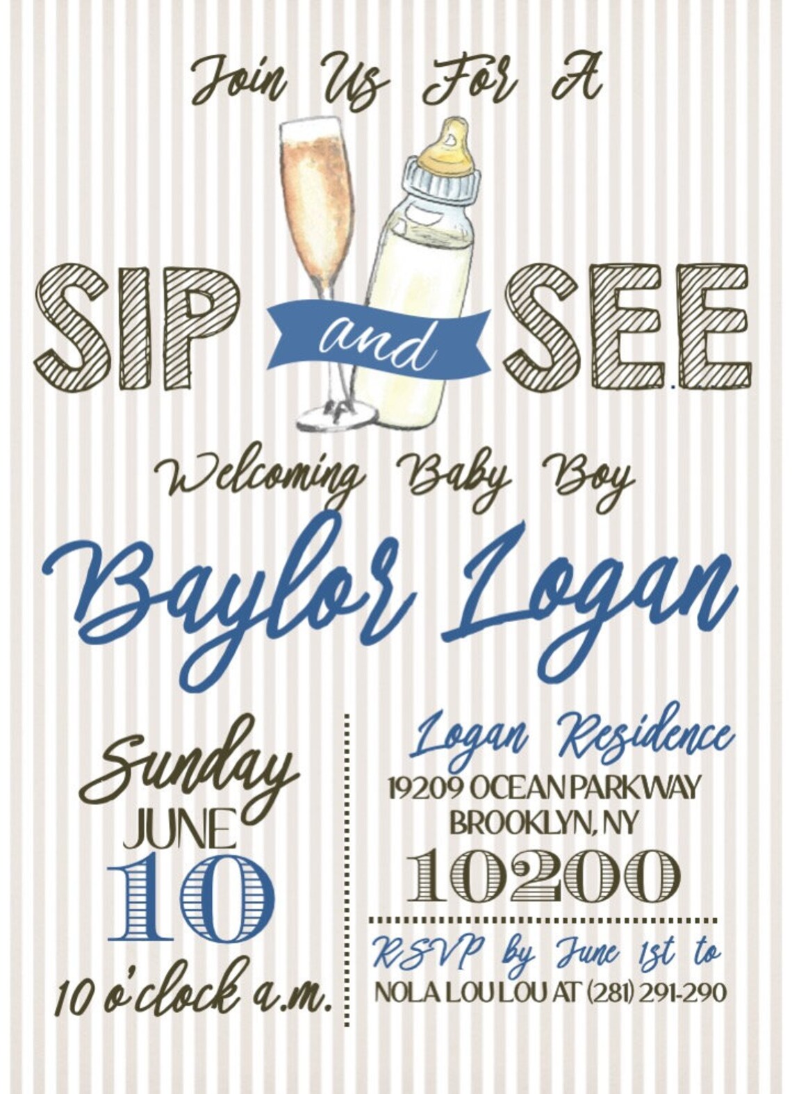 Sip and See Invitation Sip and See Boy Invitation Baby | Etsy