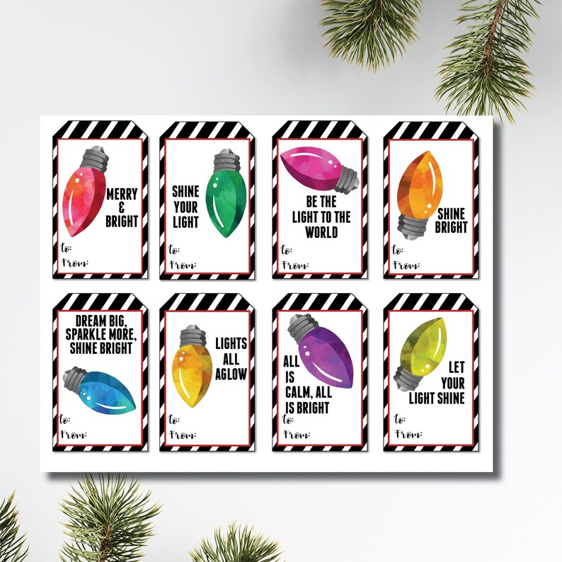 Instant Download Christmas Light Gift Tags, Printable Christmas Gift ...