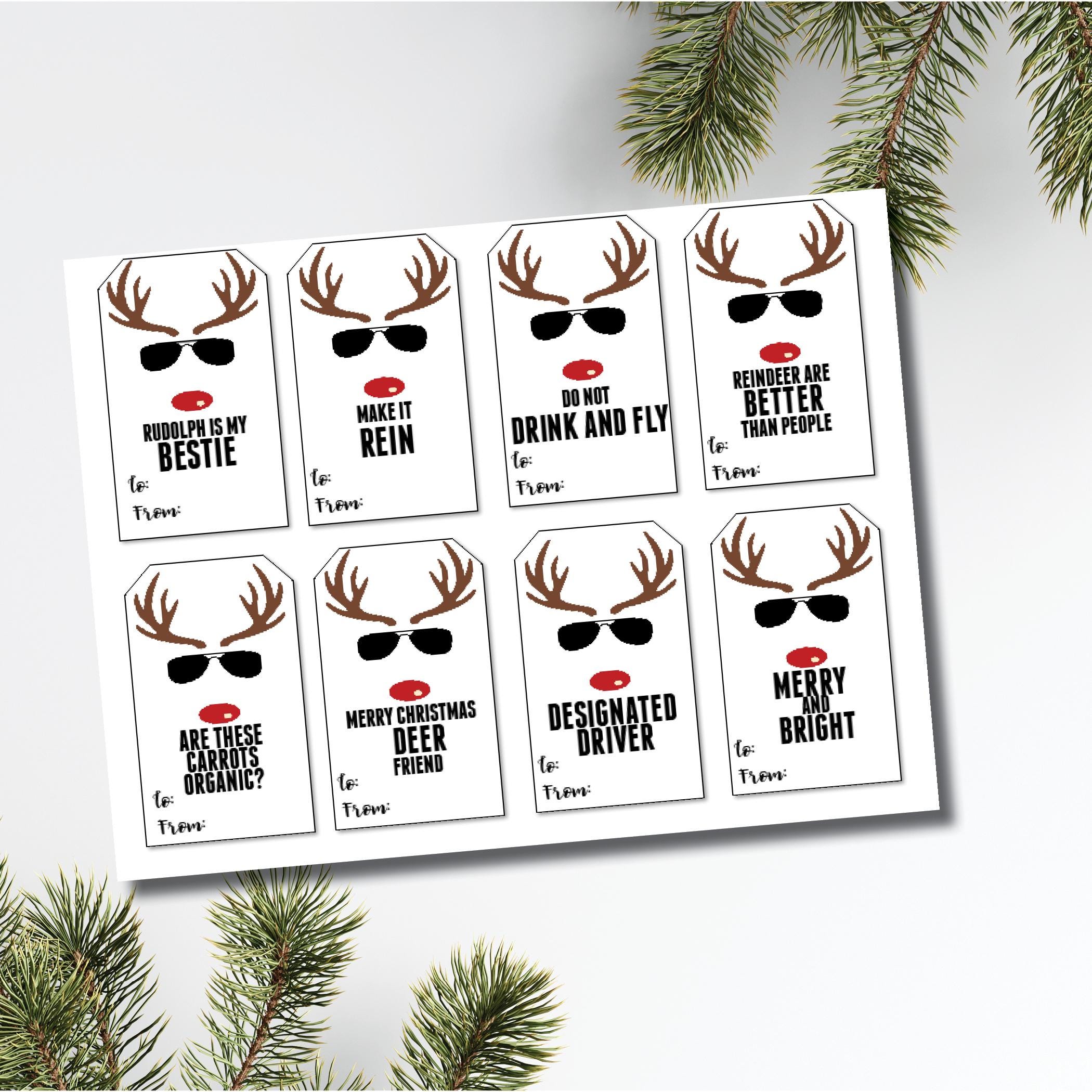 Instant Download Reindeer Theme Christmas Gift Tags, Printable ...