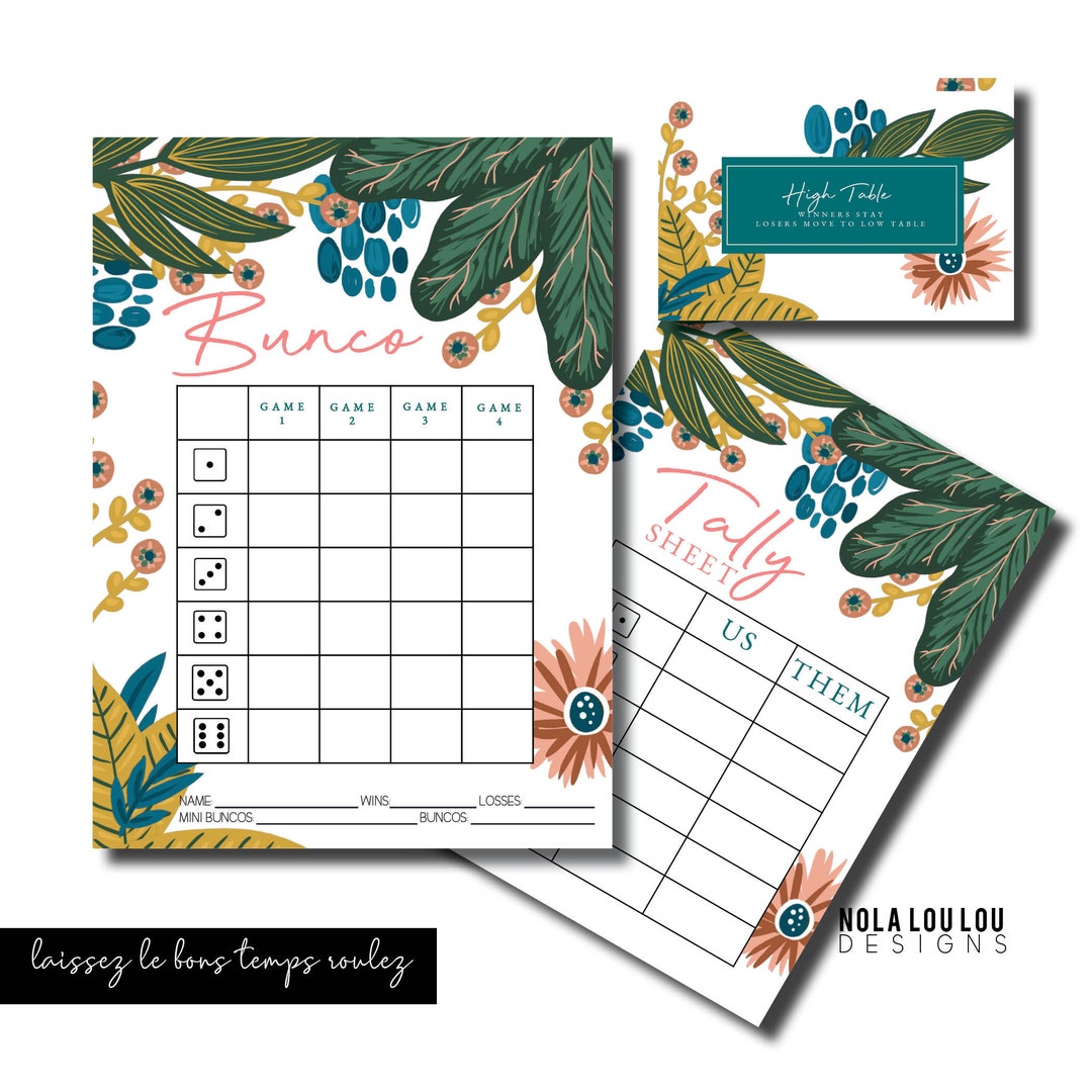 July Bunco, August Bunco, June Bunco Game, Summer Bunco Score Sheets ...