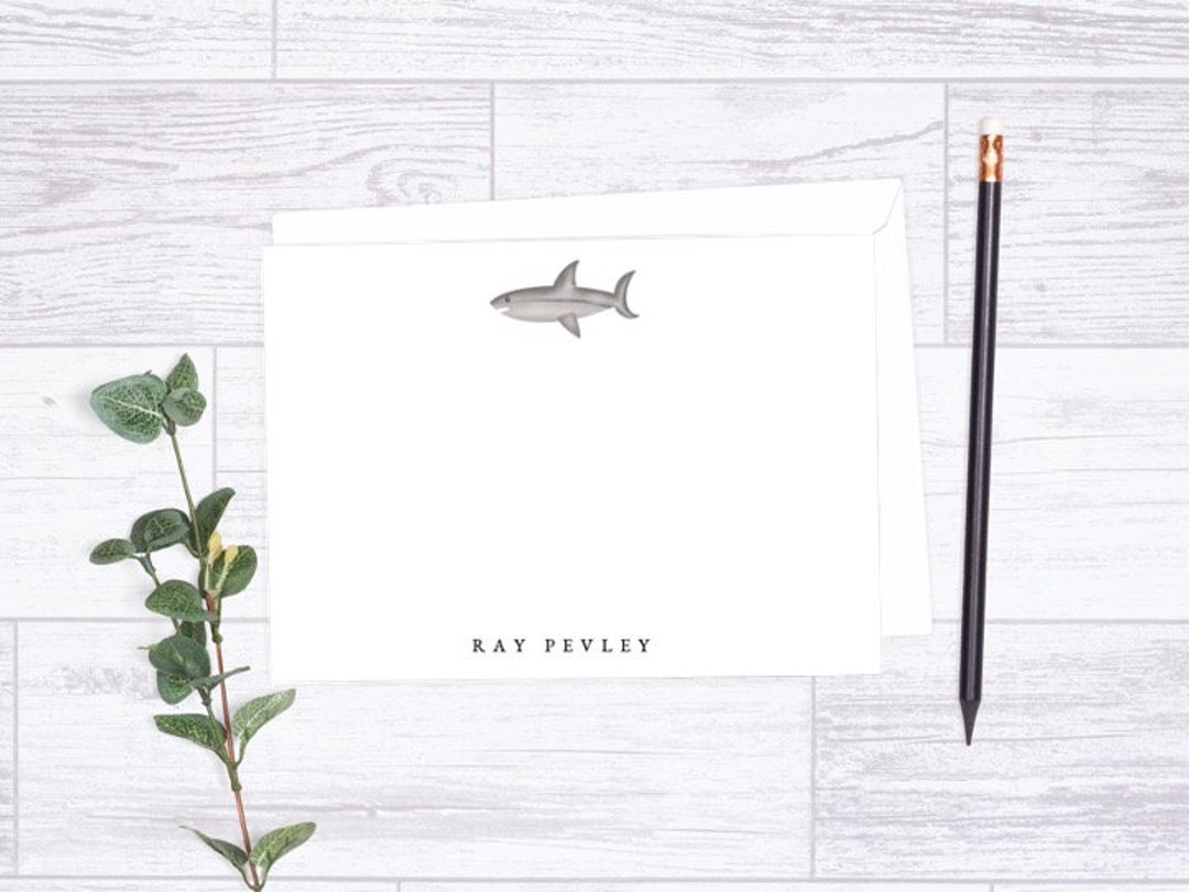 Shark Personalized Stationery Note Cards, Kids Personalized Stationary ...