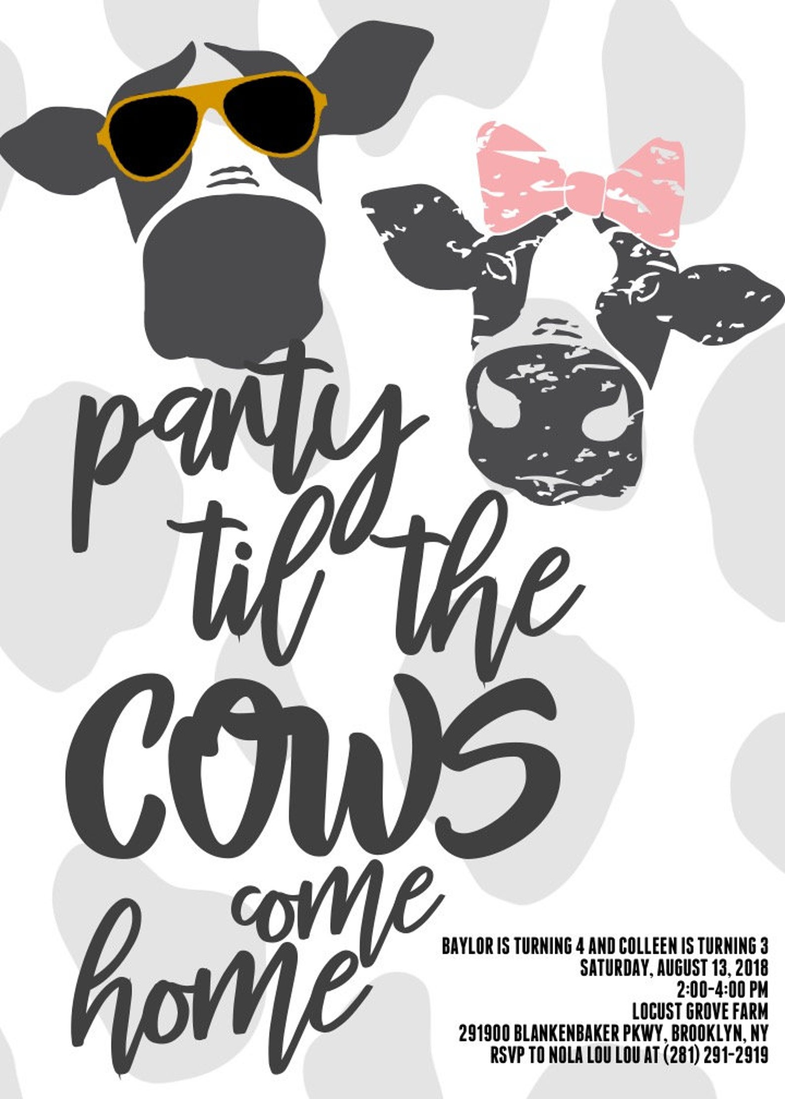 Cow Theme Invitation Farm Theme Birthday Invitation Joint - Etsy