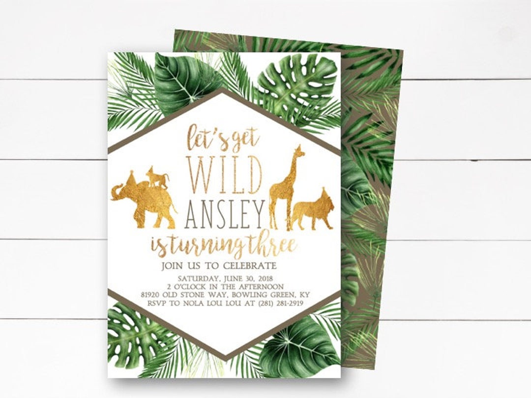 Let's Get Wild Birthday Invitation, Zoo Birthday Invitation, Party ...
