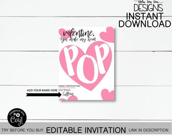 You Make My Heart Pop Valentine's Day Cards & Tags. | Etsy