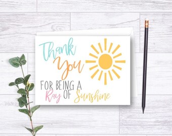 Sun Thank You Card - Etsy