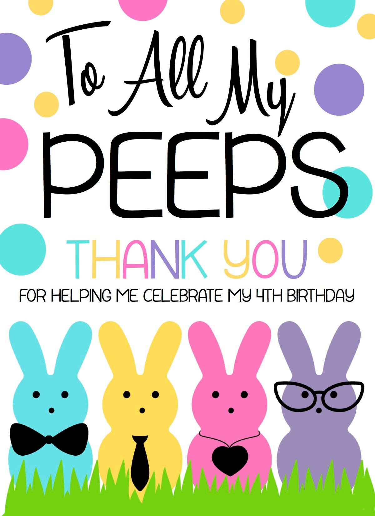 To All My Peeps Thank You Card Peeps Thank You Card Easter | Etsy