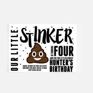 Poop Emoji Birthday Invitation: Our Little Stinker Party (digital or ...