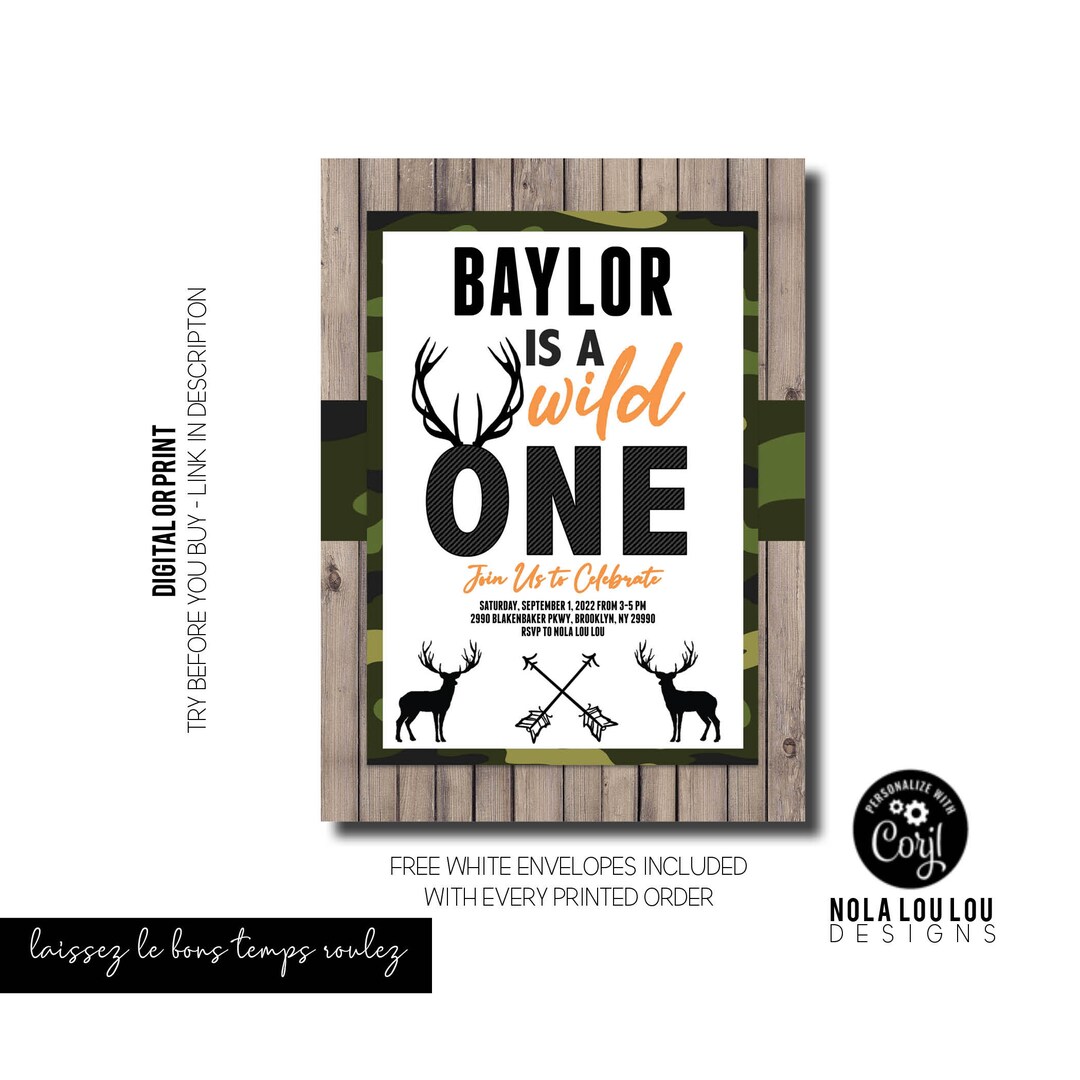 Wild and One Birthday Invitation, Hunter Birthday, Wild One Invitation ...