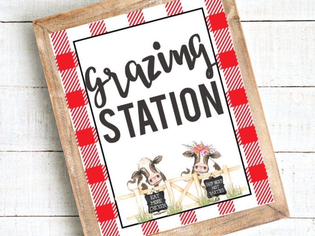 DOWNLOADABLE Grazing Station Table Sign, Cow Birthday Party Food Table ...