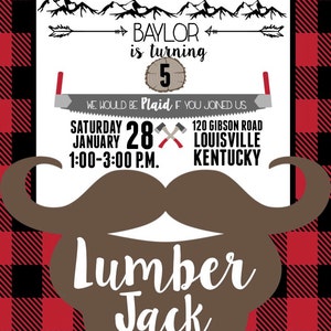 Lumber Jack Bash Party Invitation Plaid Invite Beards - Etsy