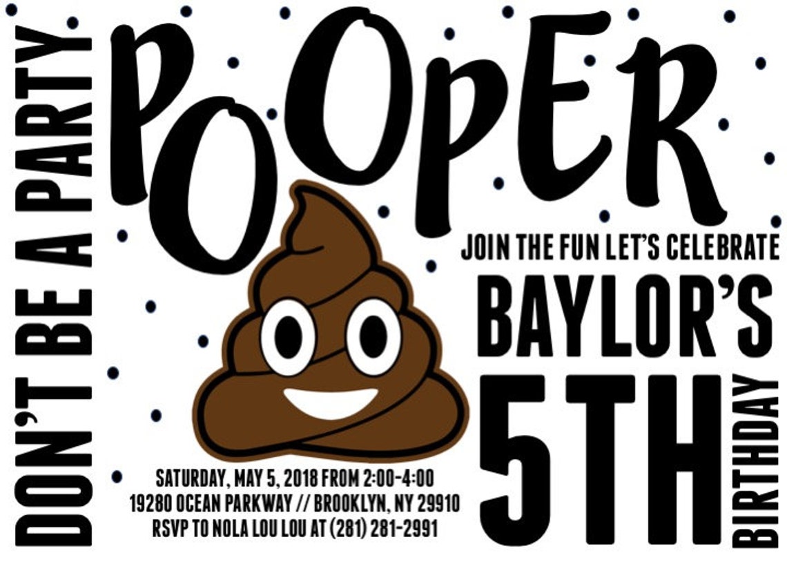 Party Pooper Poop Invitation Poop Emoji Funny Birthday - Etsy