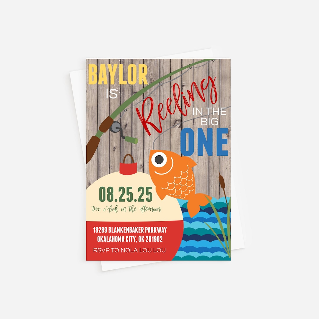 Corjl, Reeling in the Big One Birthday Invitation, Fishing Theme ...