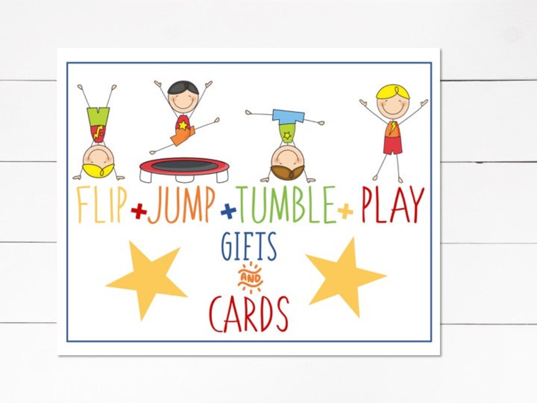 DOWNLOADABLE Flip Tumble Jump Play Gifts and Cards Sign Boy - Etsy