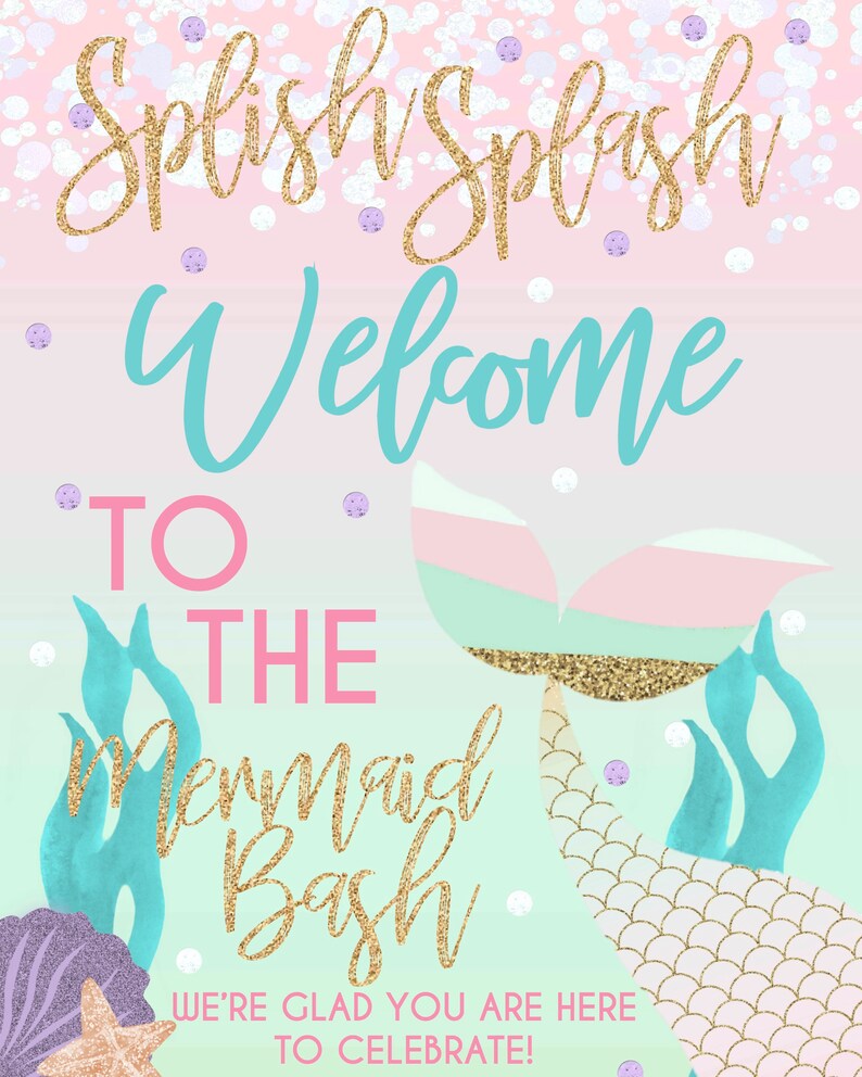 DOWNLOADABLE Splish Splash Welcome Sign Mermaid Bash Welcome - Etsy