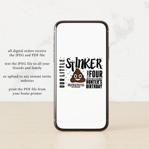Poop Emoji Birthday Invitation: Our Little Stinker Party (digital or ...