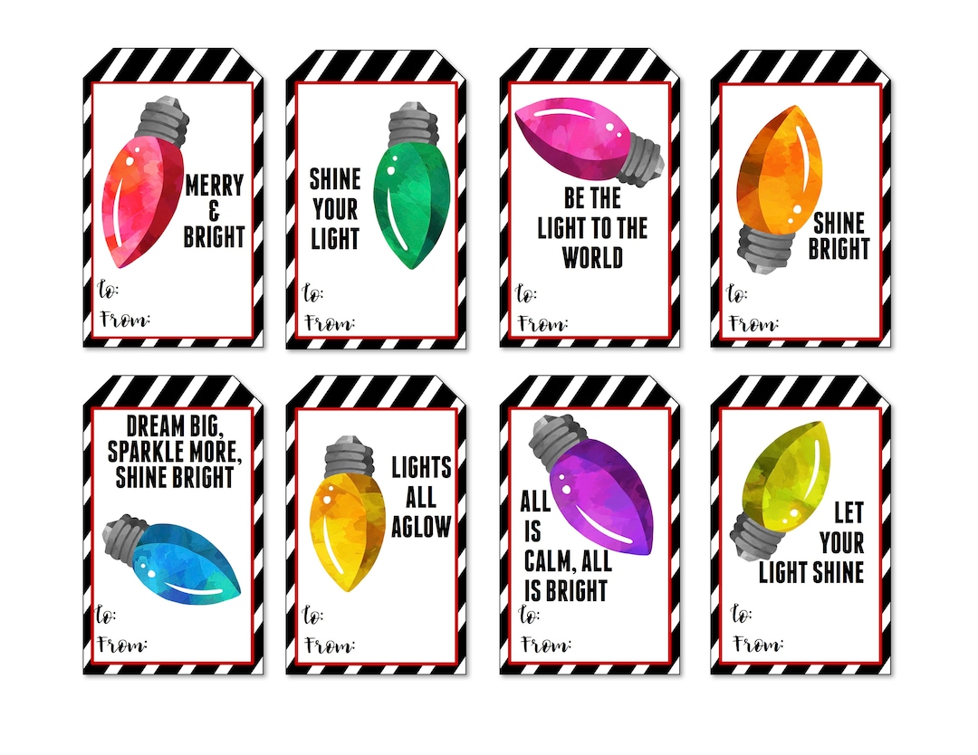 Christmas Light Gift Tags, Printable Christmas Gift Tags, Digital ...