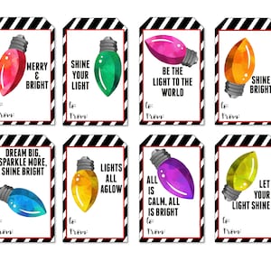 Christmas Light Gift Tags, Printable Christmas Gift Tags, Digital ...