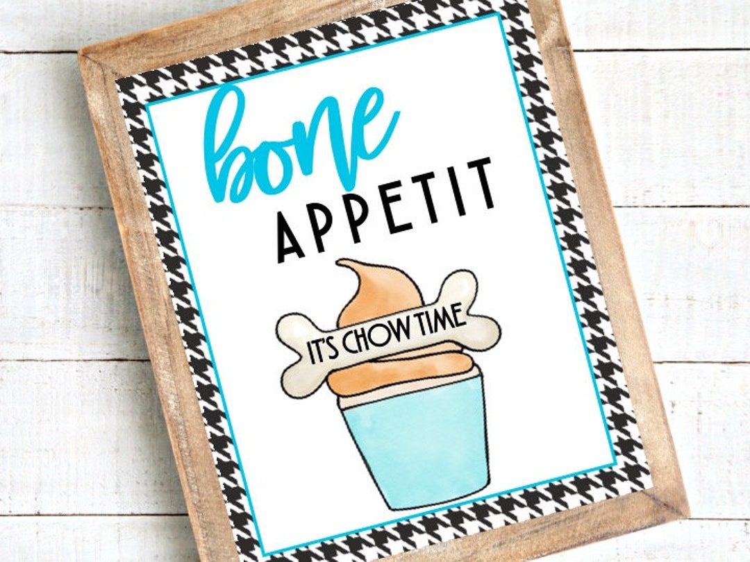 Boy Dog Birthday Paw-ty Sign: Bone Appetit Decor (downloadable) - Etsy