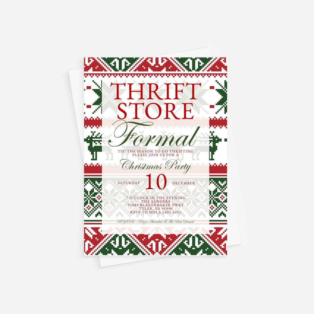 Ugly Christmas Sweater Party Invitation: Thrift Store Formal (instant ...
