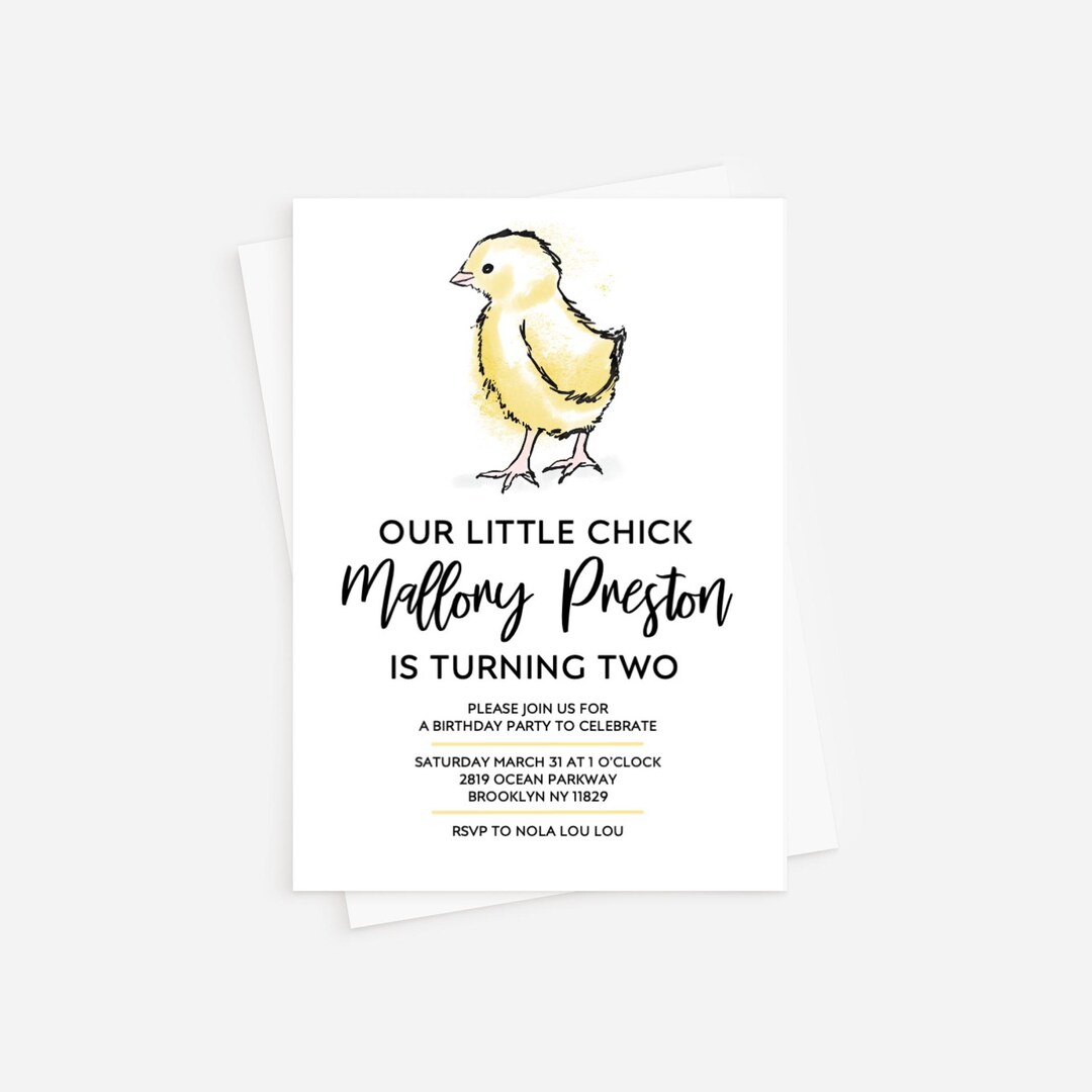 Farm to Table Theme Birthday Invitation, Little Chick Birthday ...