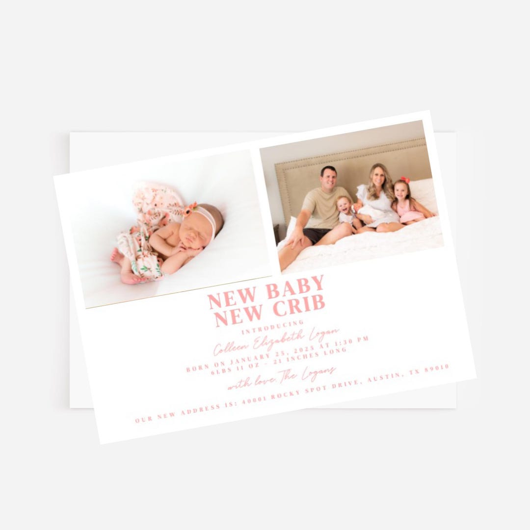 New Baby & Address Announcement Card: Photo Keepsake - Etsy