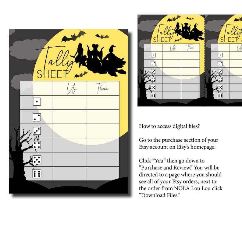Halloween Bunco Game: Printable Score Cards & Tally Sheets - Etsy