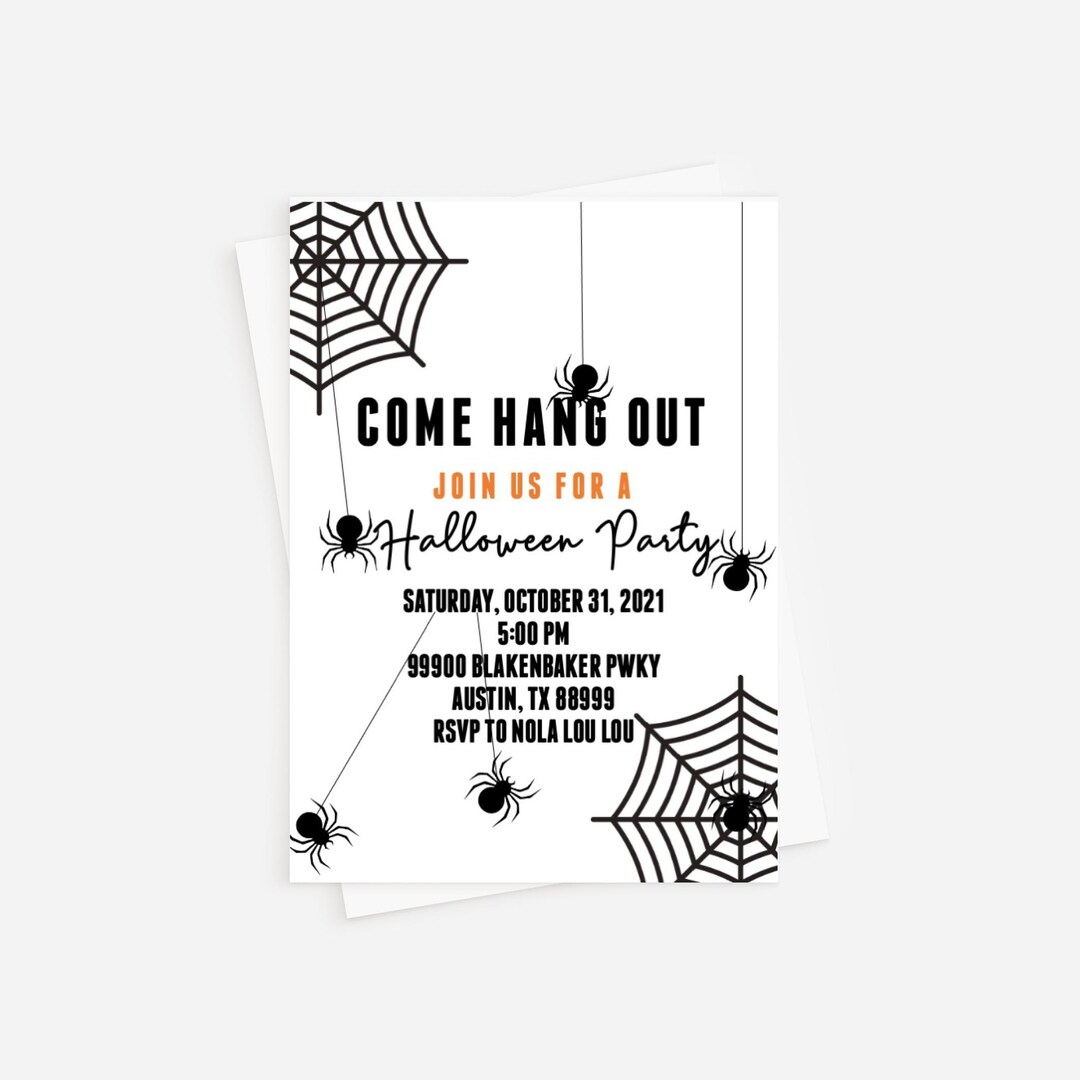Halloween Party Invitation, Spider Theme Party, Costume Party ...