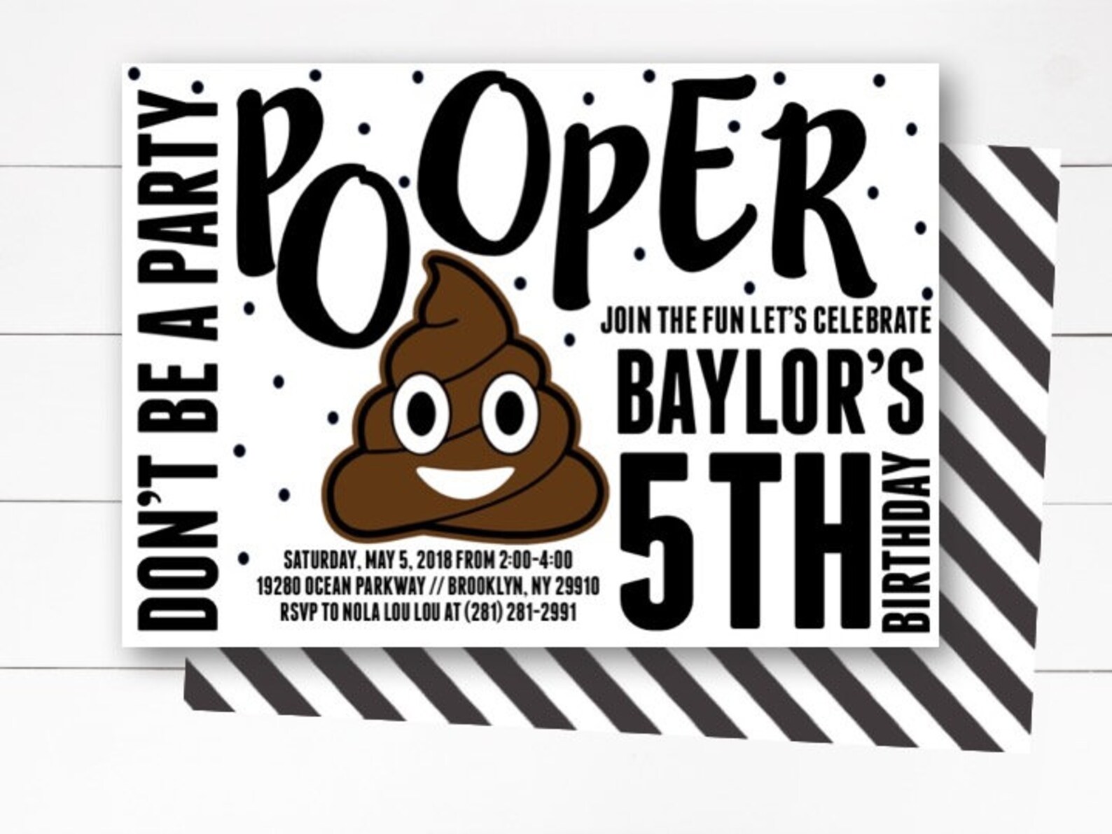Party Pooper Poop Invitation Poop Emoji Funny Birthday - Etsy