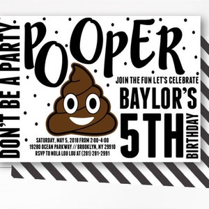 Party Pooper, Poop Invitation, Poop Emoji, Funny Birthday Party ...