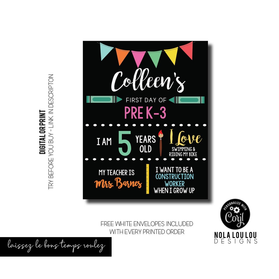 Editable Back to School Sign, First/last Day of School Sign, Printable ...