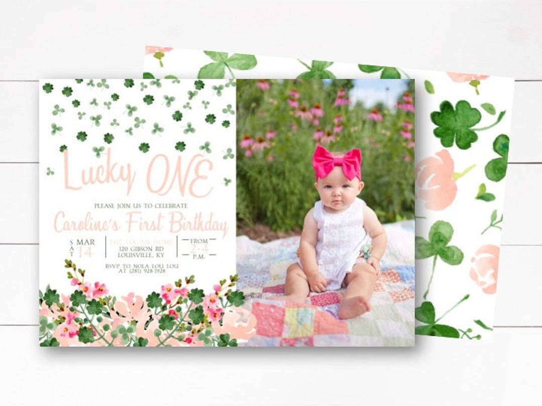 Lucky Charm Birthday Invitation Pink and Green Invitation - Etsy