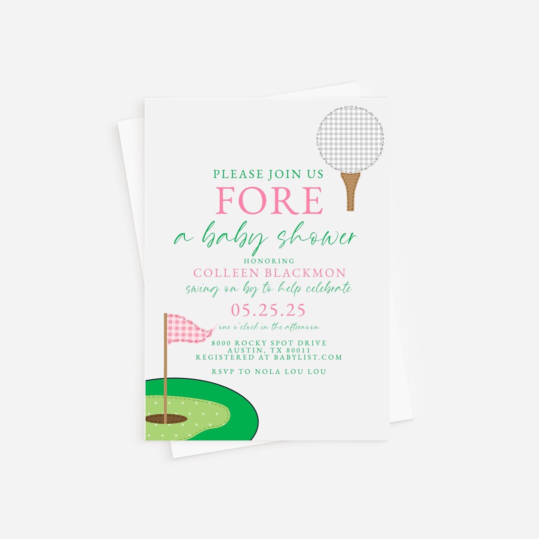 Corjl Golf Theme Baby Shower Invitation, Girl Baby Shower Invitation ...