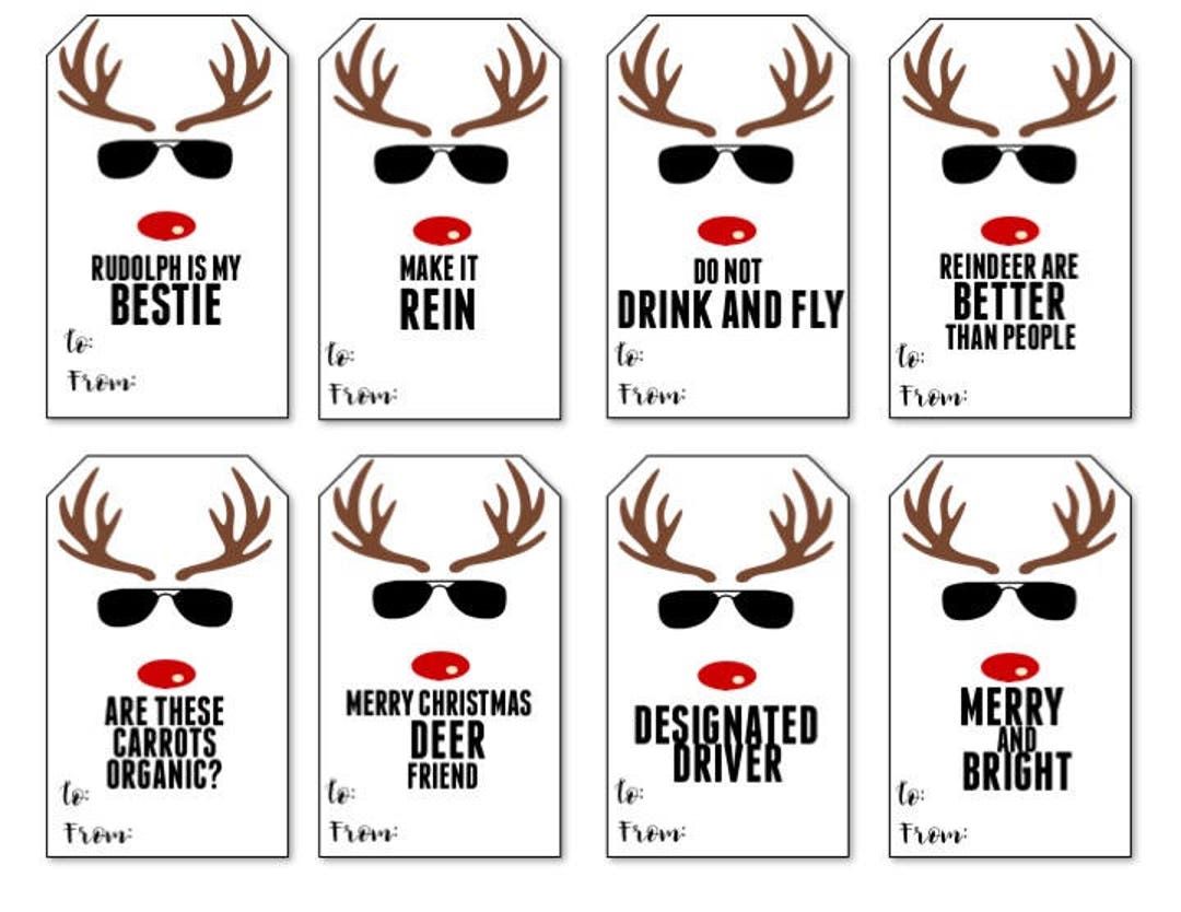 Printable Reindeer Christmas Gift Tags - Etsy