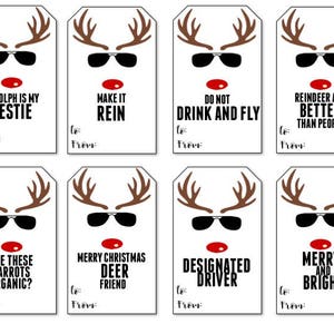Printable Reindeer Christmas Gift Tags - Etsy